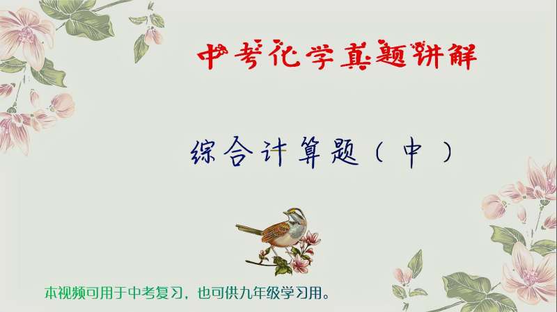 中考化学真题讲解,综合计算,质量分数的计算