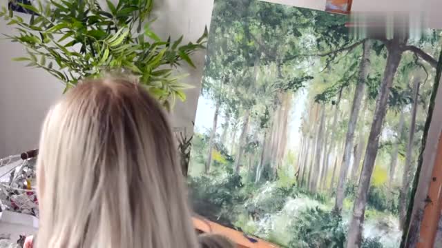 油画零基础入门教程:十分钟学会画一棵油画树