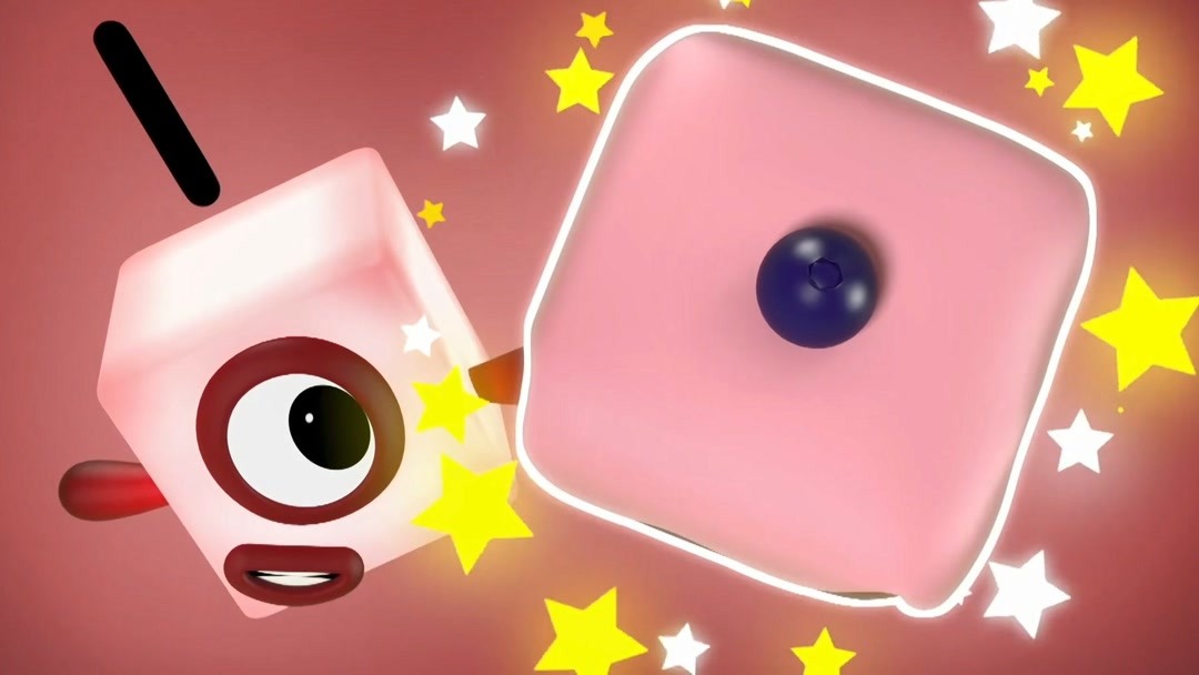 数字积木 动画冒险:小红块数字1 得到一颗蓝莓 全身都发光