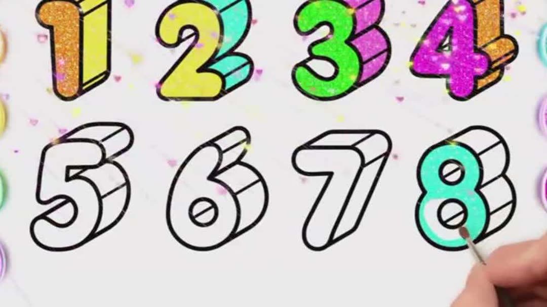 趣味简笔画,绘制立体数字并着色,很好玩哦!