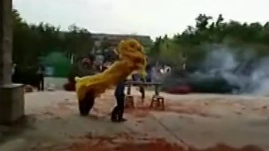 舞狮子表演视频 舞龙醒狮霍元甲春节舞狮表演