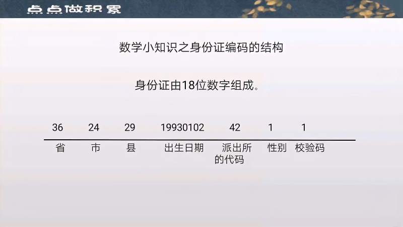数学小知识之身份证编码的结构