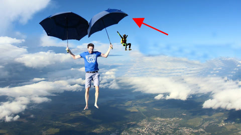 雨伞可以当做降落伞使用吗?老外作死从高处跳下,结局很意外