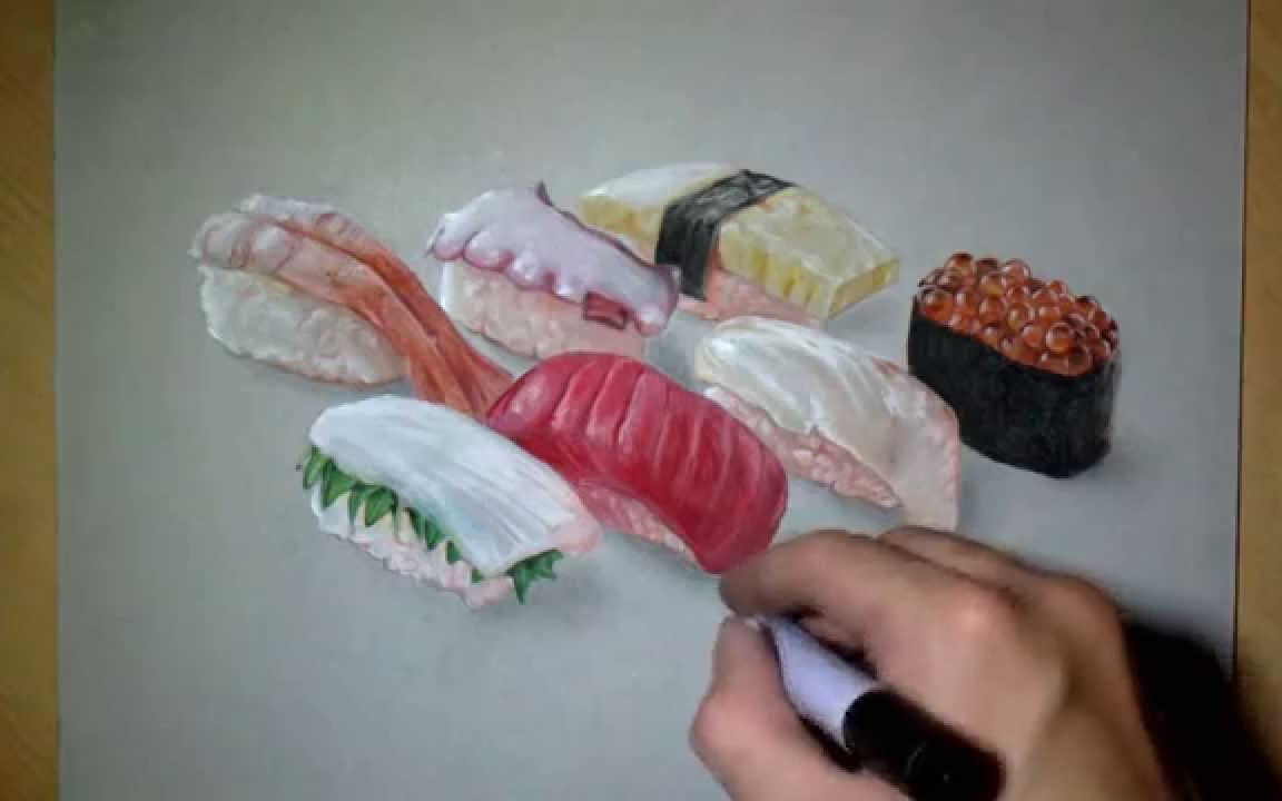 大触帮你想好今天吃什么了:手绘逼真寿司【绘画源于生活】