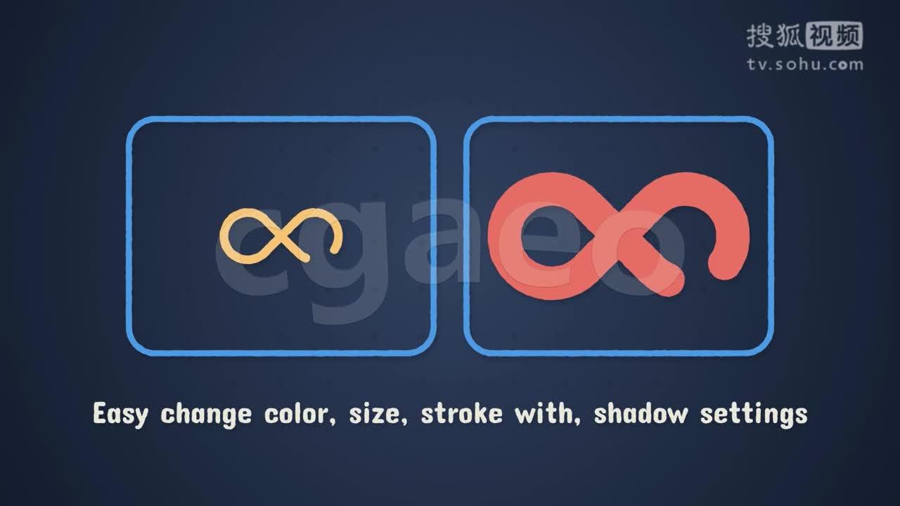 300个形状运动图形字体转换背景图标元素动画设计