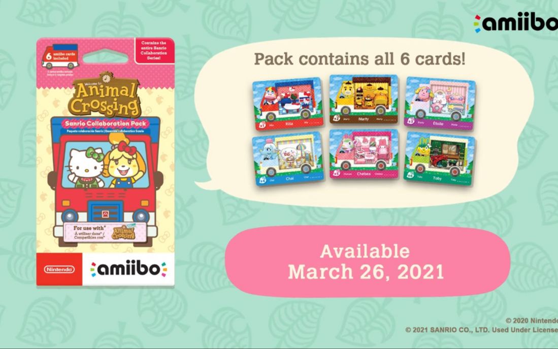 《集合啦!动物森友会》X三丽鸥amibo联动卡包内容公开 新居民、新道具