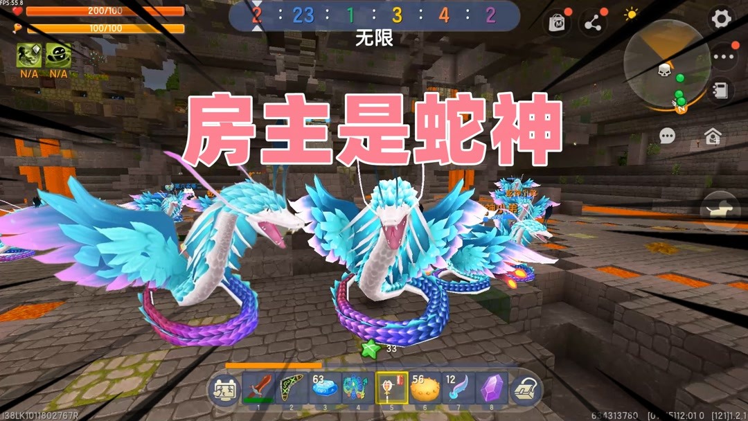 迷你世界 房主是蛇神 打败假的羽蛇神后召唤了一群小弟