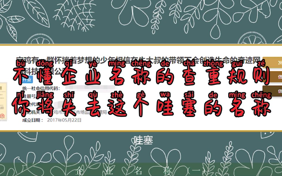 不懂企业名称的查重规则,你将失去这个哇塞的名称