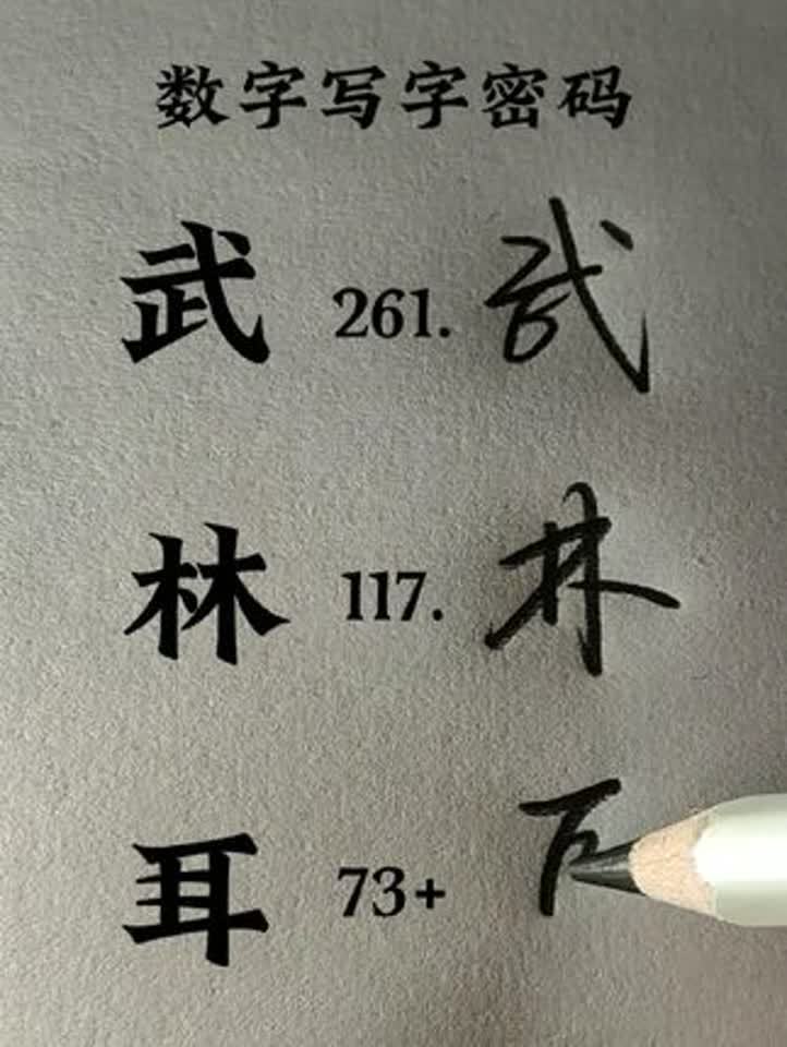 数字写字密码 你想知道什么字的密码