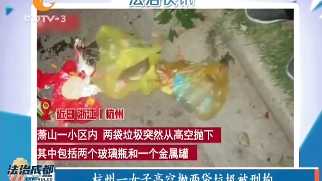杭州一女子高空抛两袋垃圾被刑拘