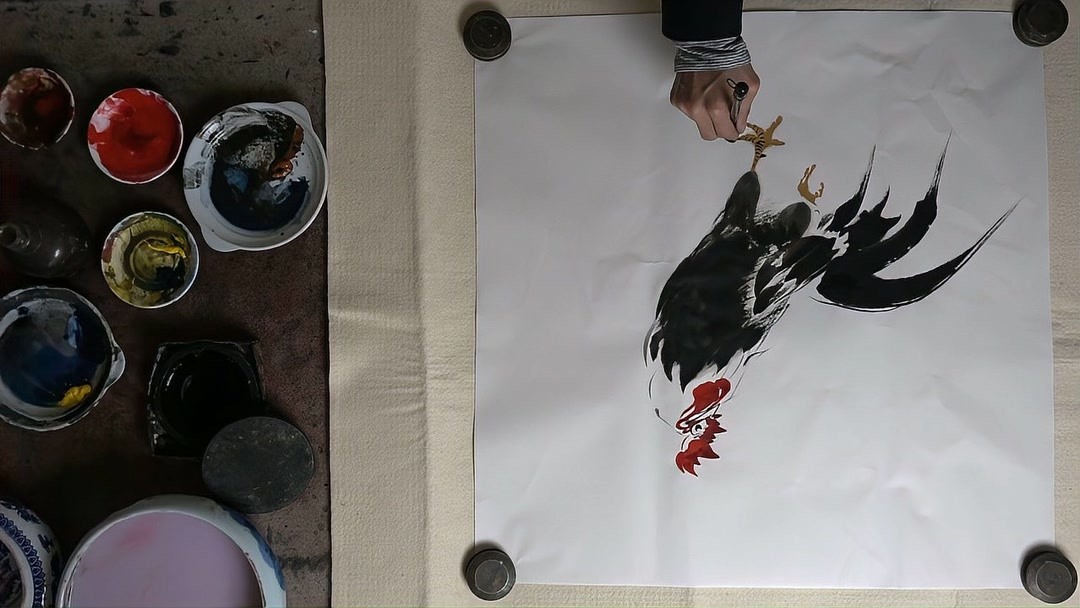 零基础,轻轻松松学国画(十八)——从背部画起的写意公鸡的画法