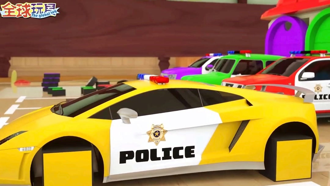 颜色卡通动画,警车数学启蒙