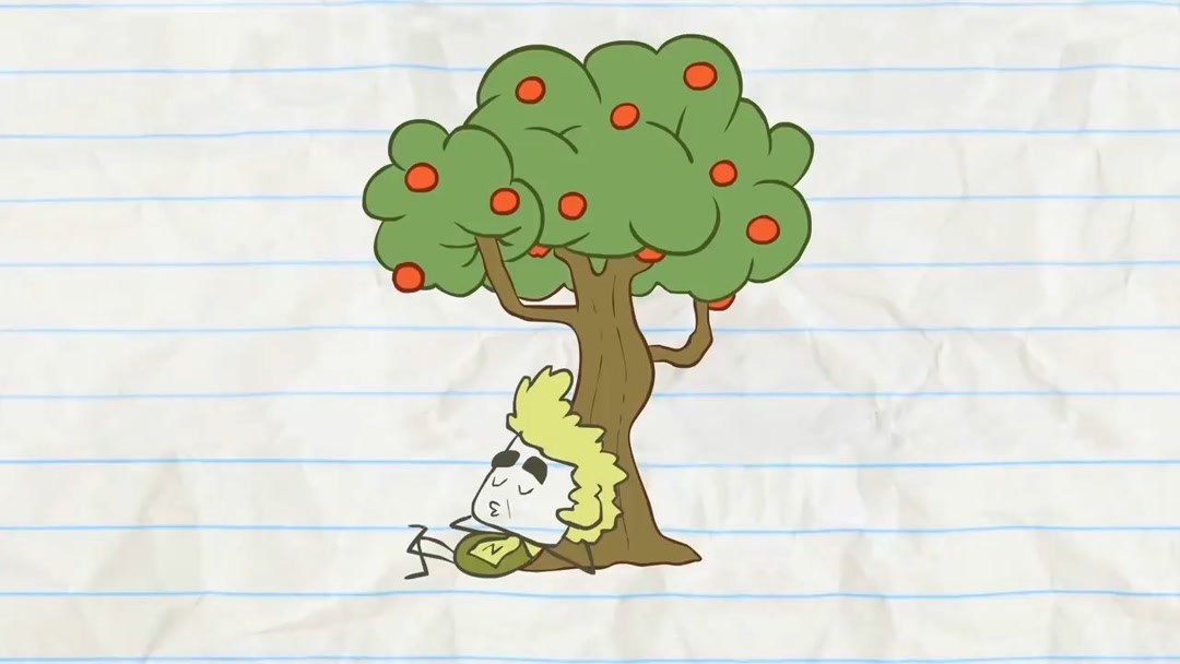 牛顿的万有引力定律之苹果科学 铅笔动画