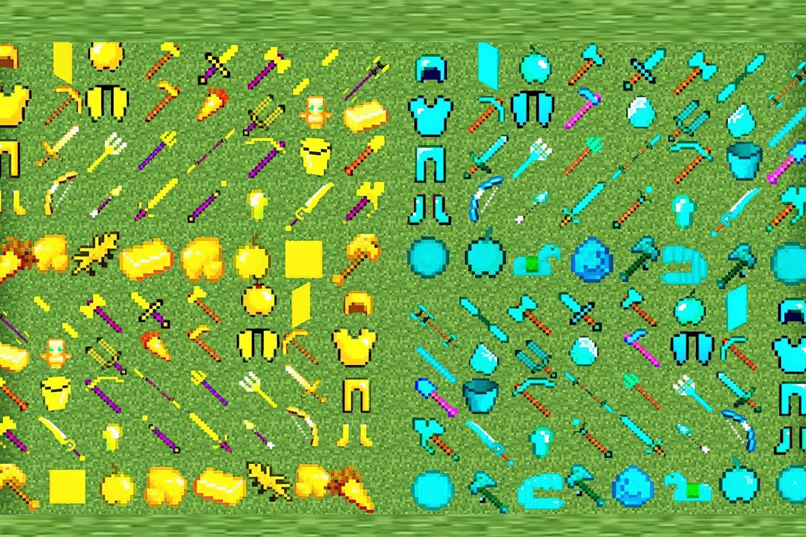 我的世界:所有的金装备和钻石装备融合在一起,会变成什么武器?