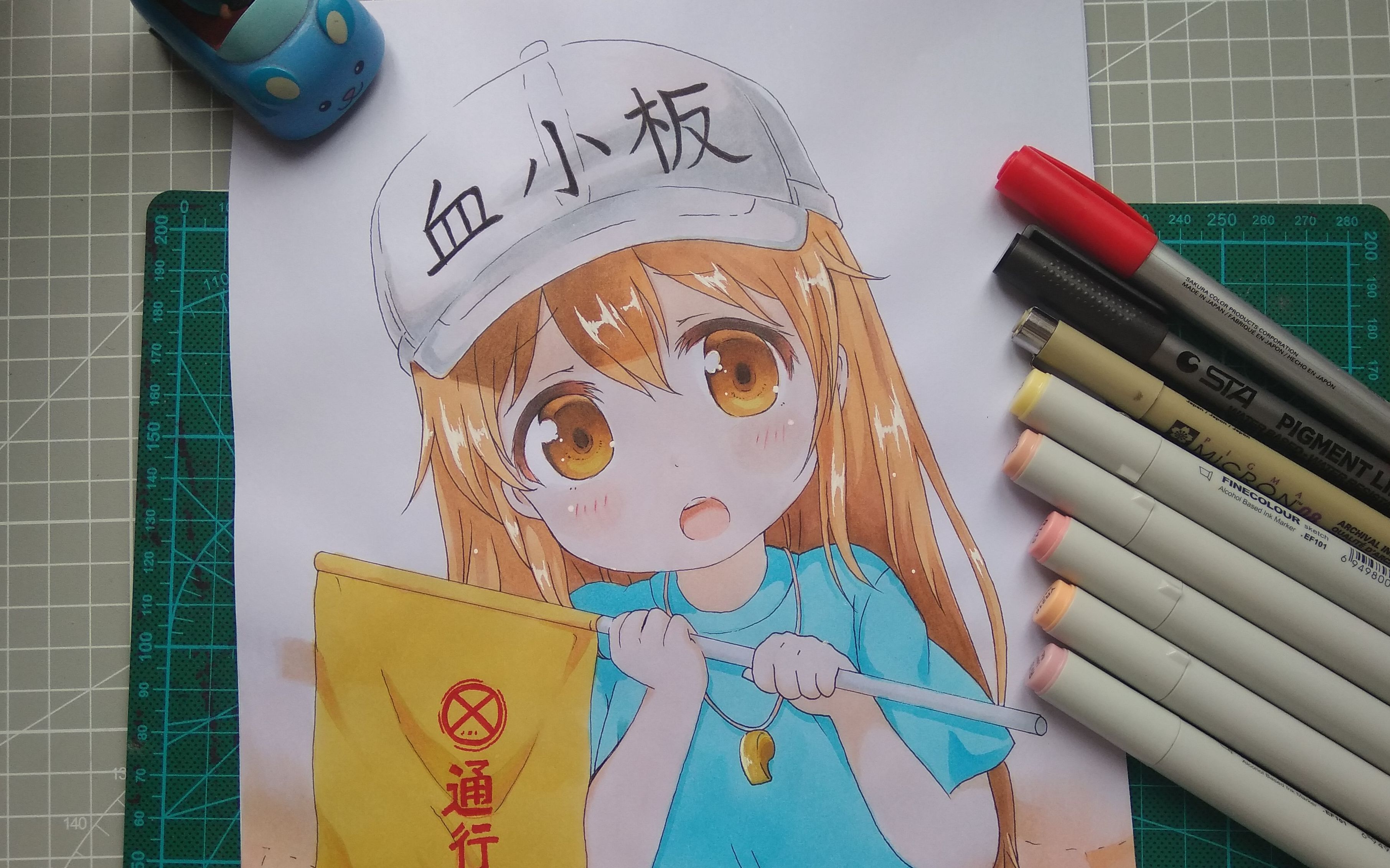 【马克笔】这是你的们血小板把~临摹上色