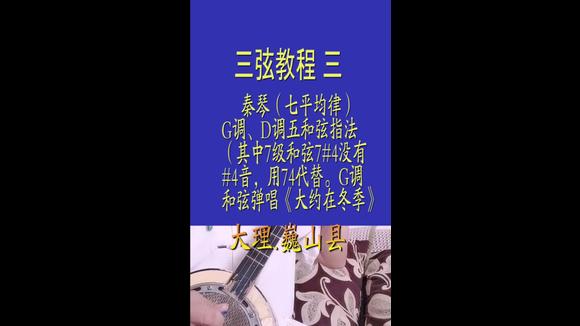 三弦教程 三 (秦琴七平均律)G调、D调五和弦。弹唱《大约在冬季