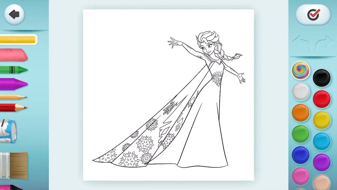 儿童手工涂色之随她吧艾莎公主