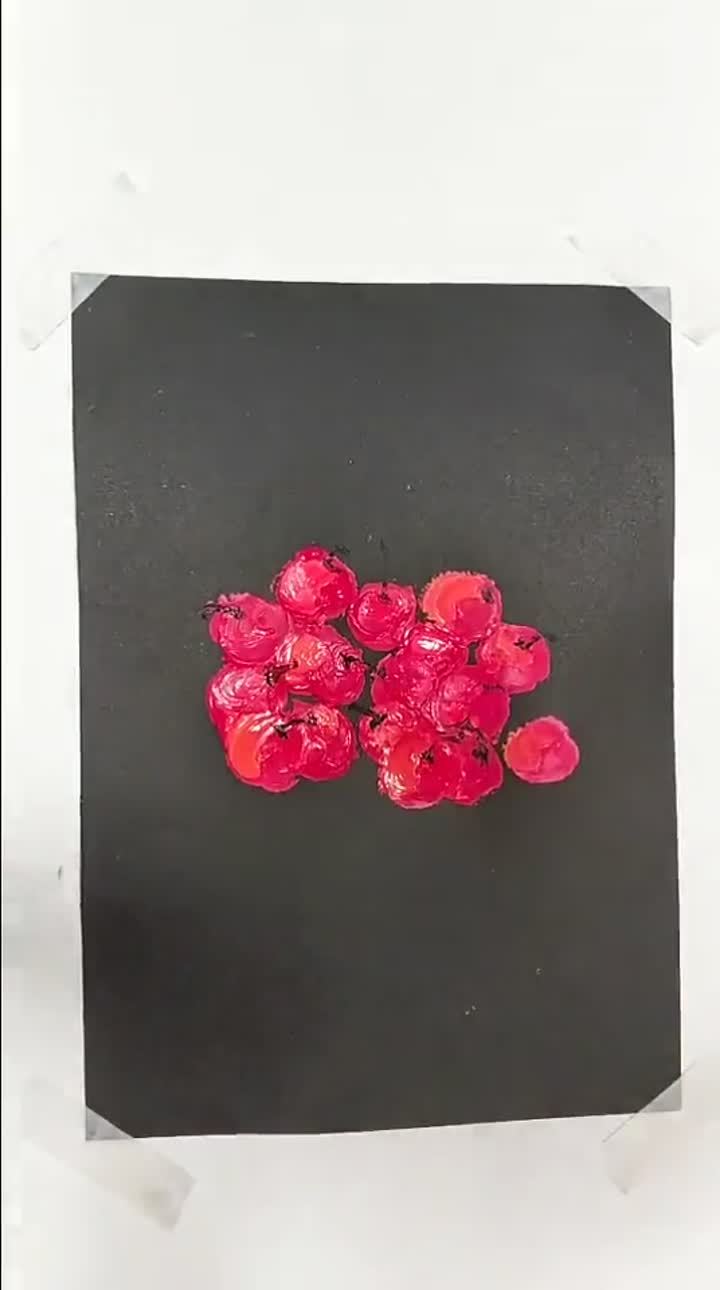 娱乐源自生活,低幼少儿创意樱桃画教程满满一篮子樱桃想画就画创意...