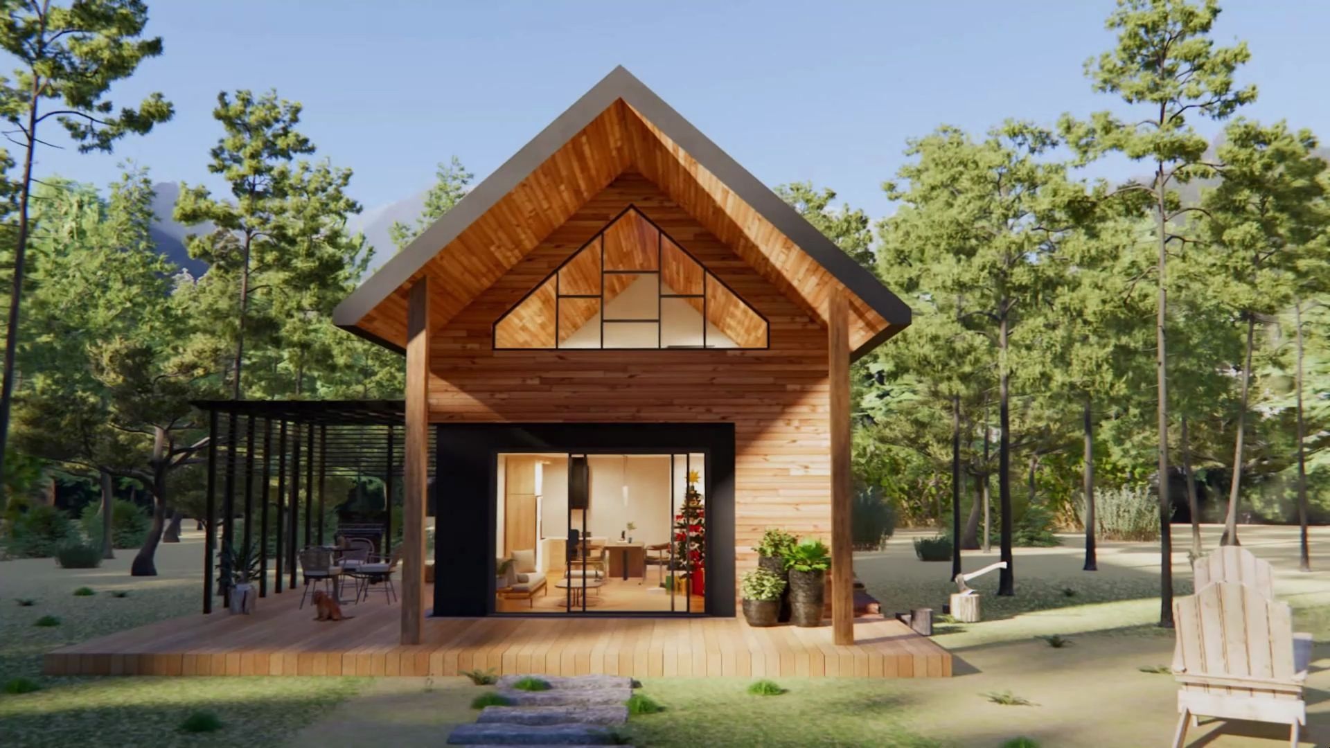 一栋适合度假用的乡村木屋别墅创意