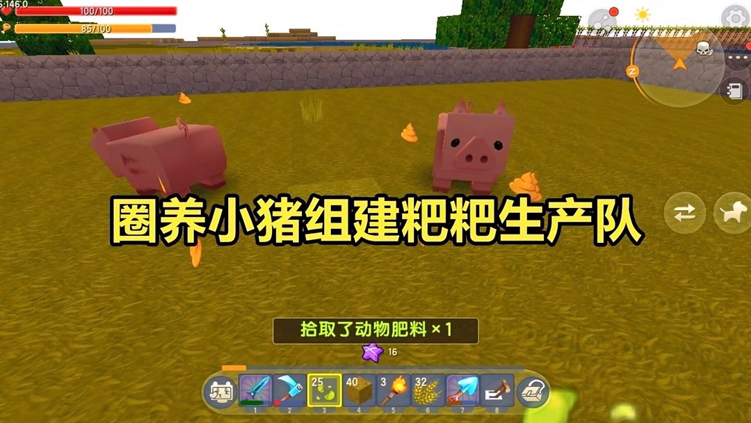 迷你世界:暗墨的生存 35 圈养小猪组建粑粑生产队