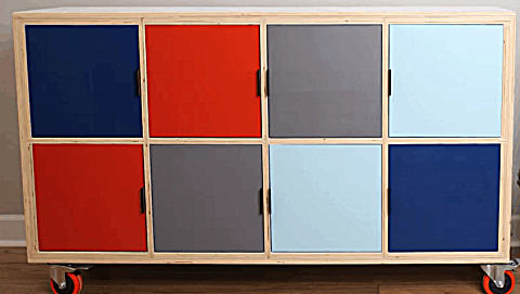 用胶合板制作格子柜, 简单实用还方便移动!