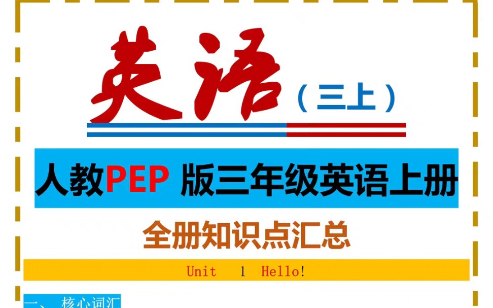人教PEP版三年级英语上册知识点汇总