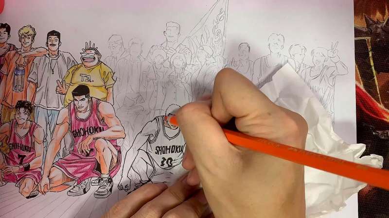 如何用最低廉的彩铅画灌篮高手的主角樱木花道,想学吗?我教你呀