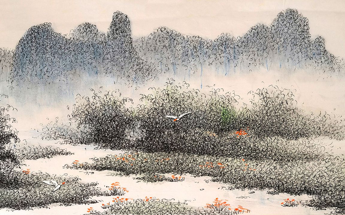 现代 何冠贤 淡彩钢笔画 - 线条与水彩的完美结合