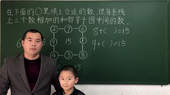 一年级下册数学:使每条线上3个数的和是15,快乐学习就是生活