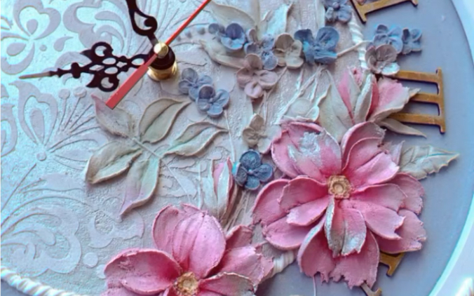 雕塑刮刀画《欧式钟表》世界上独一无二的钟表～