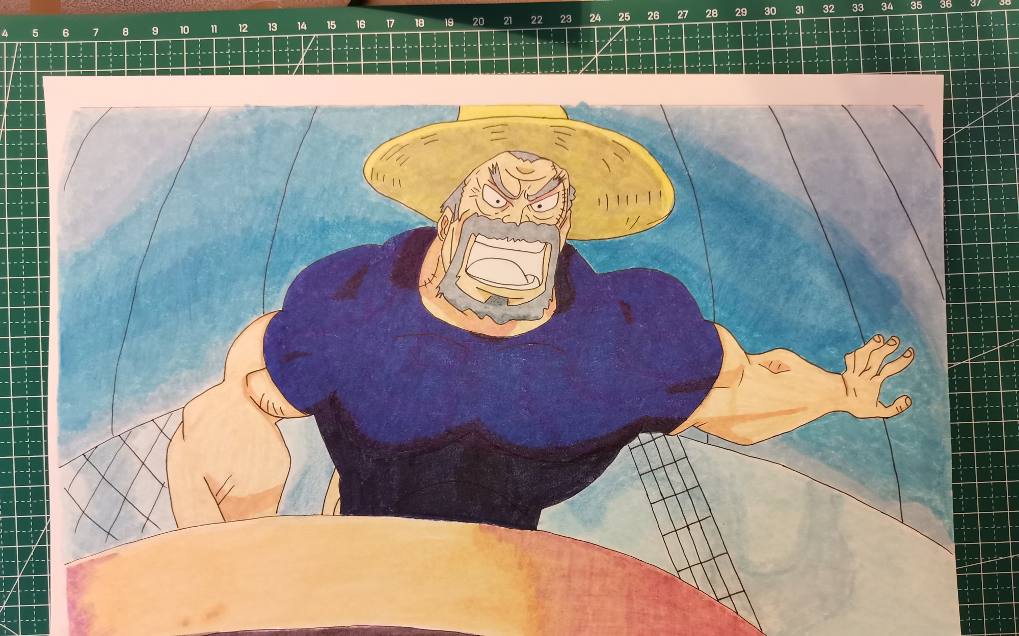 【马克笔】路飞爷爷手绘过程