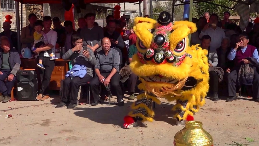 广西民间醒狮表演,舞出了醒狮的灵魂,表情和行为动作都极其去位