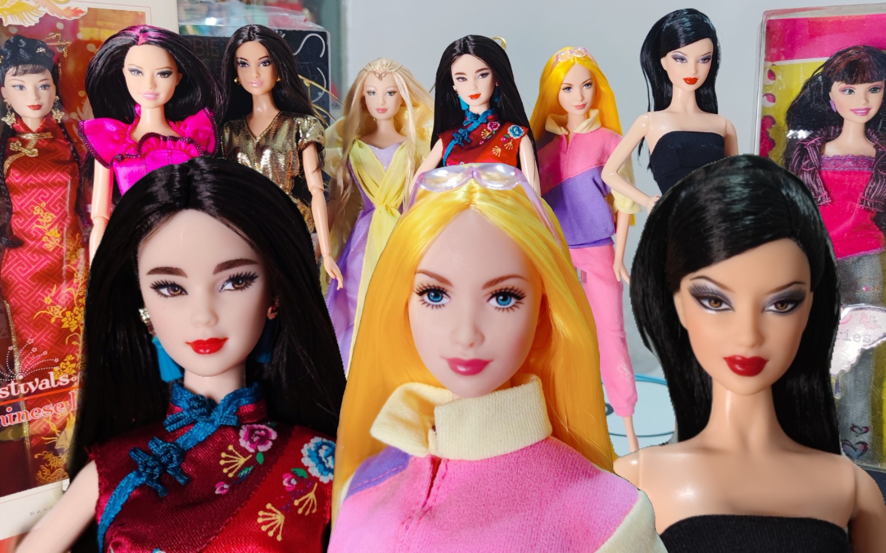 真正的中国美芭比【芭比新年中国风限定】芭比亚洲脸亚洲风格娃娃集合...