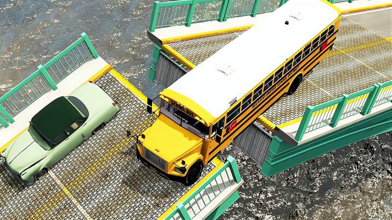 模拟器:校车高速通过事故大桥,不料发生意外,担心的事发生了!