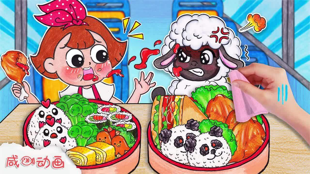 定格动画:小美在移动餐车享用美食,满满一大桌,馋得人直流口水