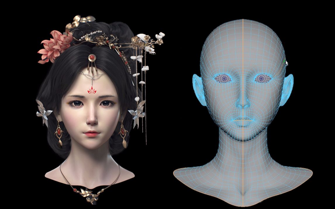 【maya人物建模】详细人物头部模型布线卡线教程,maya高模模型制作