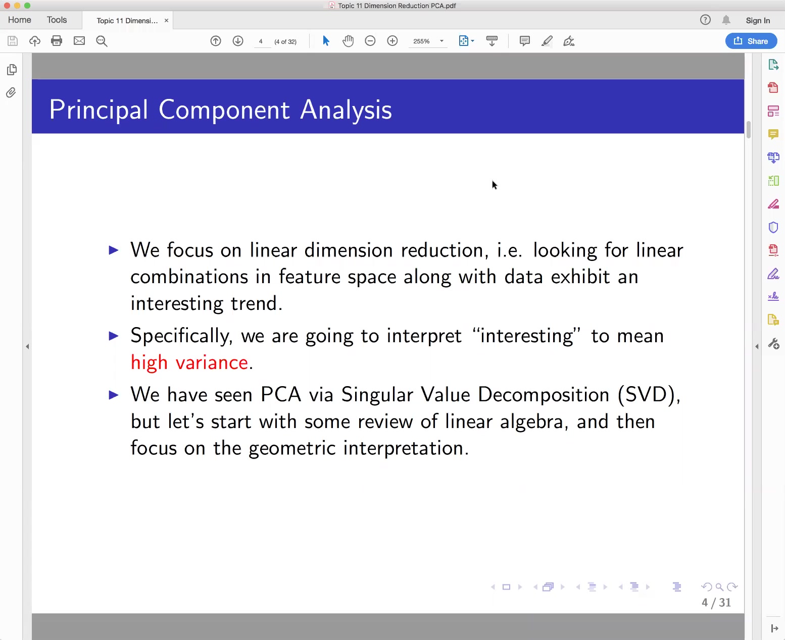 STA 6636 Dimension Reduction PCA主成分分析降维上