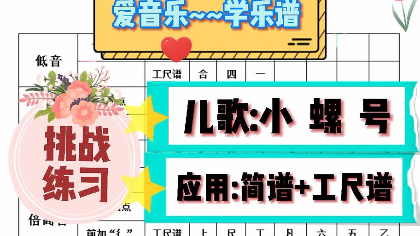 《爱音乐~学乐谱》(儿歌:小螺号 挑战应用:简谱+工尺谱)