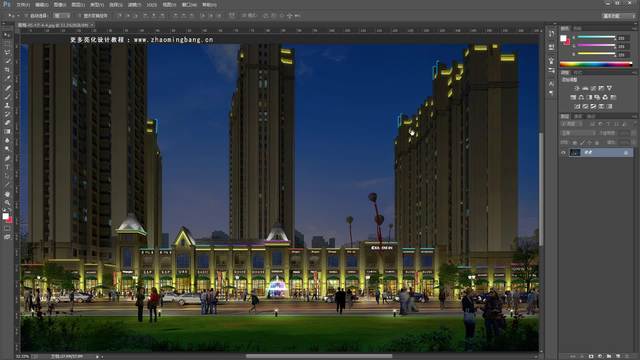 ps做夜景效果图教程如何在PS调整亮化效果图灯光色温?