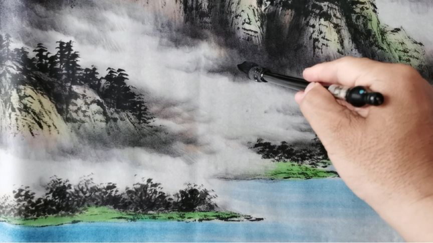 山水画入门湿染云雾简单易学的方法