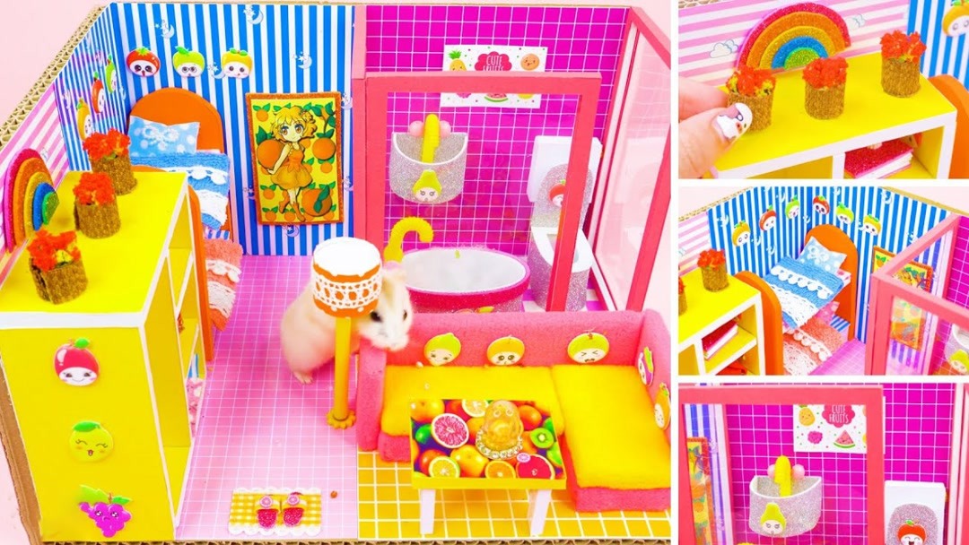 DIY手工创意,教你用纸板制作仓鼠的小房子,太漂亮了!