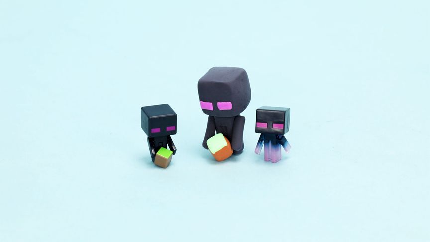 我的世界草方块末影人手工彩泥超轻粘土教程亲子趣盒子手工课