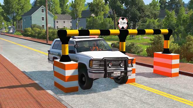 车祸模拟器:村口设置了一个限高栏导致车辆被卡