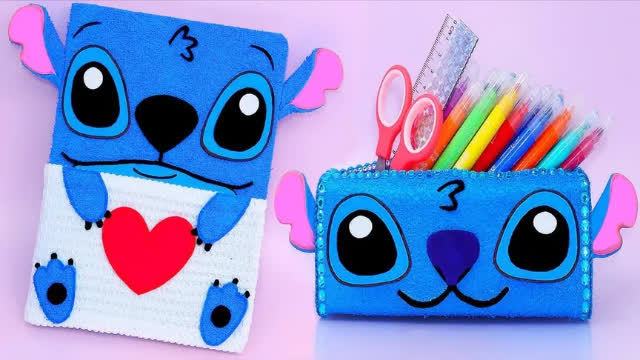 手工制作史迪仔书皮和文具袋,一起看看如何制作吧