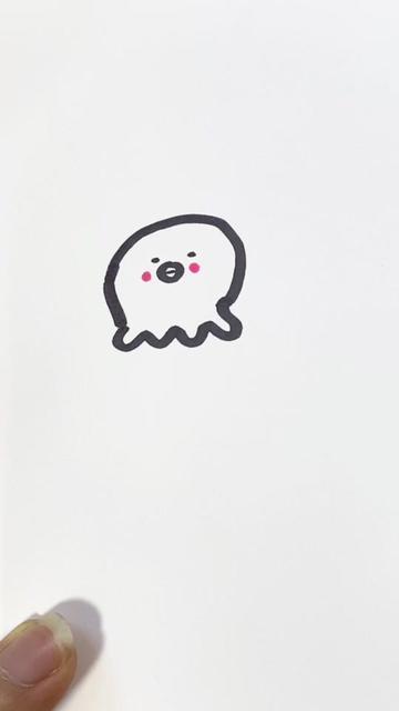 迷你版的章鱼宝宝绘画过程跟着学画画简笔画简单...