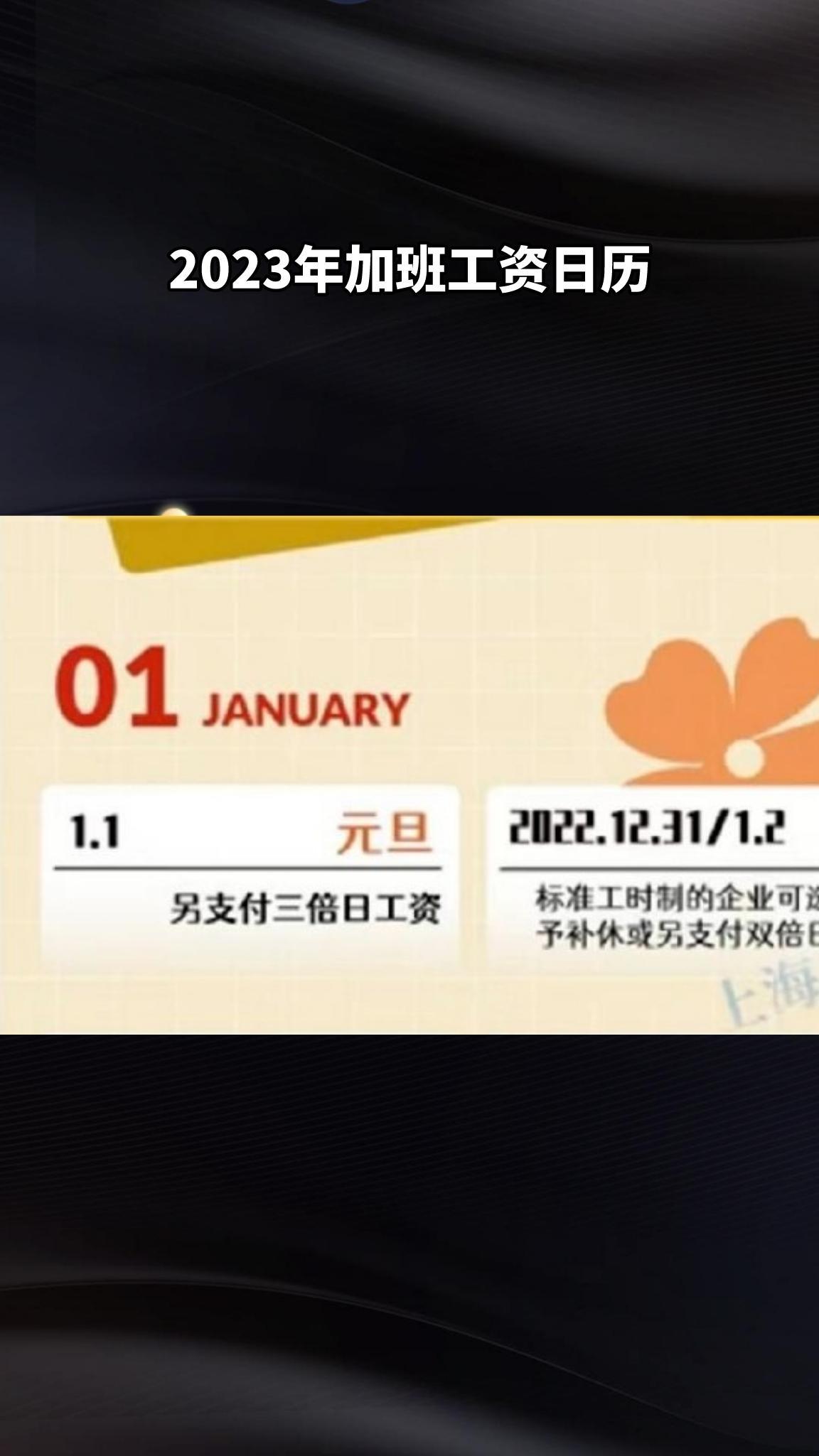 2023年加班工资日历