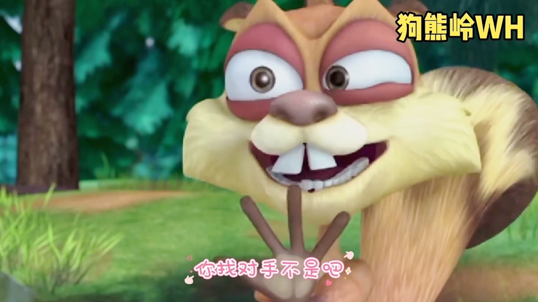 熊出没搞笑倒放版,动物物在比谁的卡片大