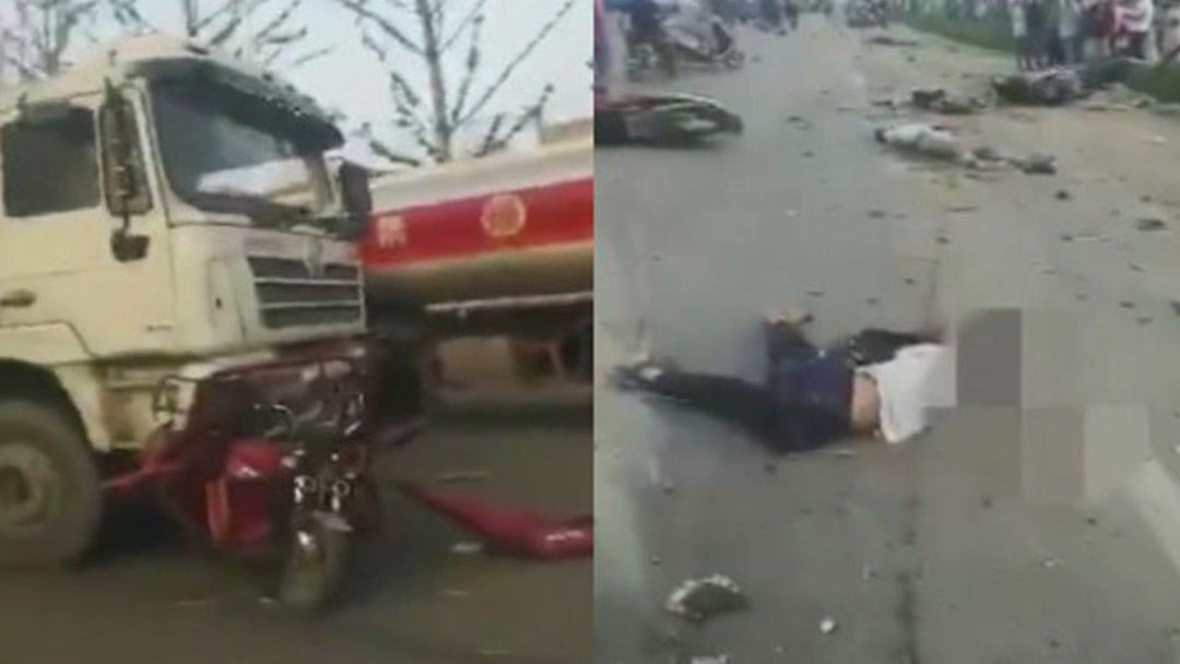 一大货车与电动车发生碰撞 致4死2伤