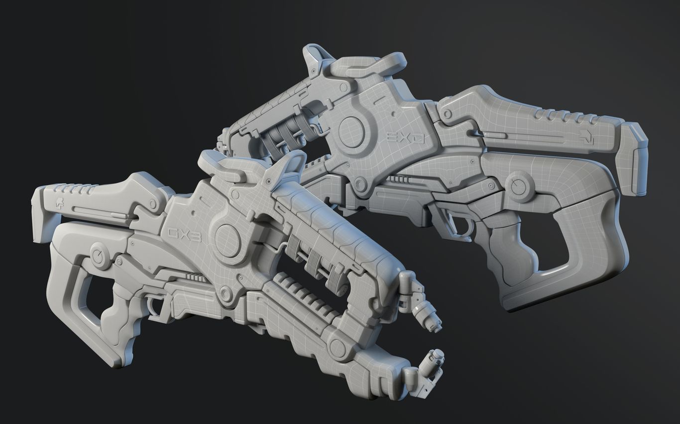 maya建模:次时代高模机械枪模型制作,零基础必学教程