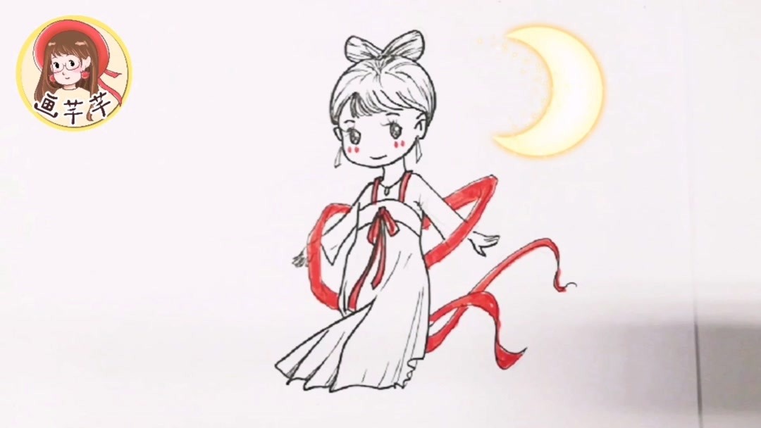 小仙女手绘漫画,卡通简笔画,羽衣常带烟霞色,不惹人间桃李花